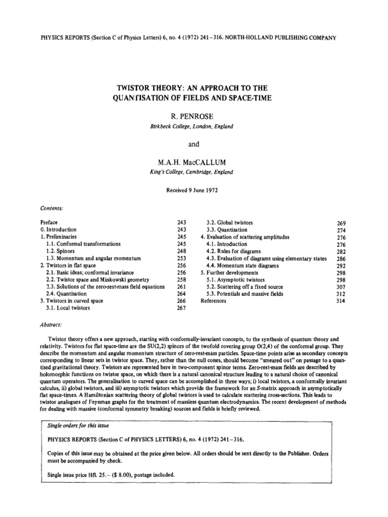 Penrose - Twistor Theory | PDF | Spacetime | General Relativity