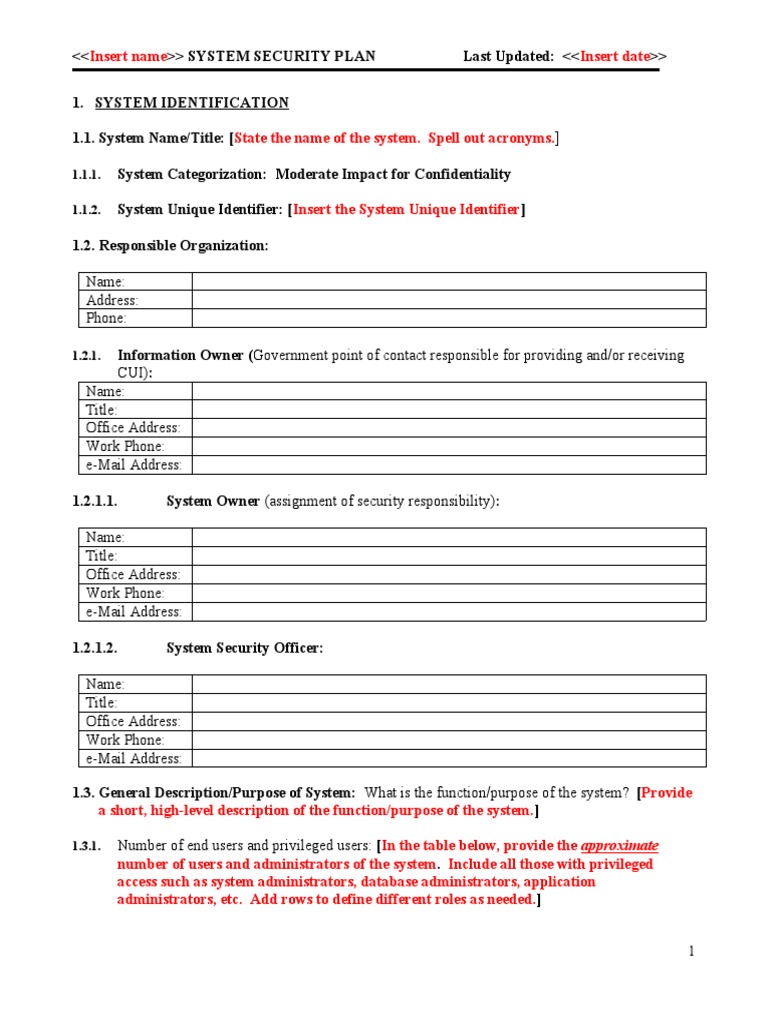 CUI SSP Template Final | PDF | Information Security | Vulnerability ...