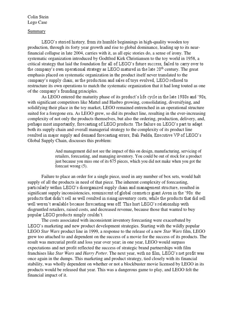 Lego-Case-Study Ans 2 | PDF | Inventory | Lego