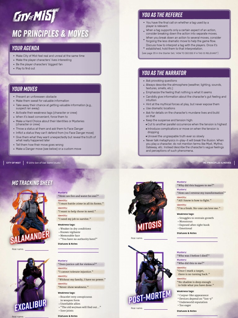 City of Mist - MC Moves & Tracking Sheets | PDF | Metaphysics