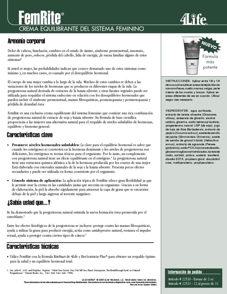 Femrite SP | PDF | Progesterona | Hormona