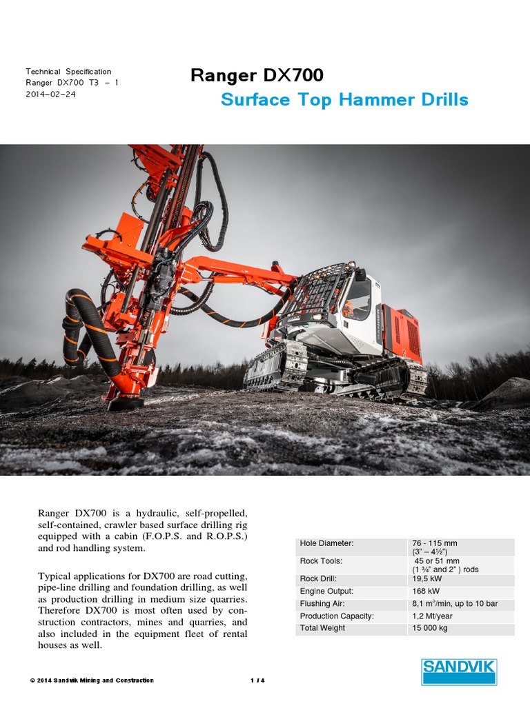 Ficha Técnica Ranger DX700 Tier3 | PDF | Drill | Drilling