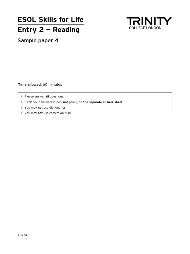 Sample Paper 4 - E2 Reading | PDF | Supermarket | Mouse