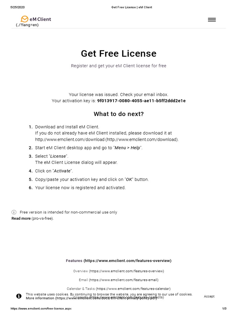 Get Free License - em Client | PDF | Http Cookie | Microsoft Outlook