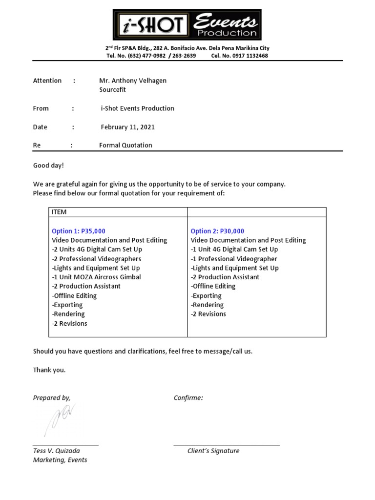 Revise Quote Sourcefit Company Video2 | PDF