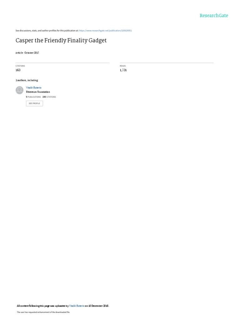 Casper The Friendly Finality Gadget | PDF | Distributed Computing | Computer Science