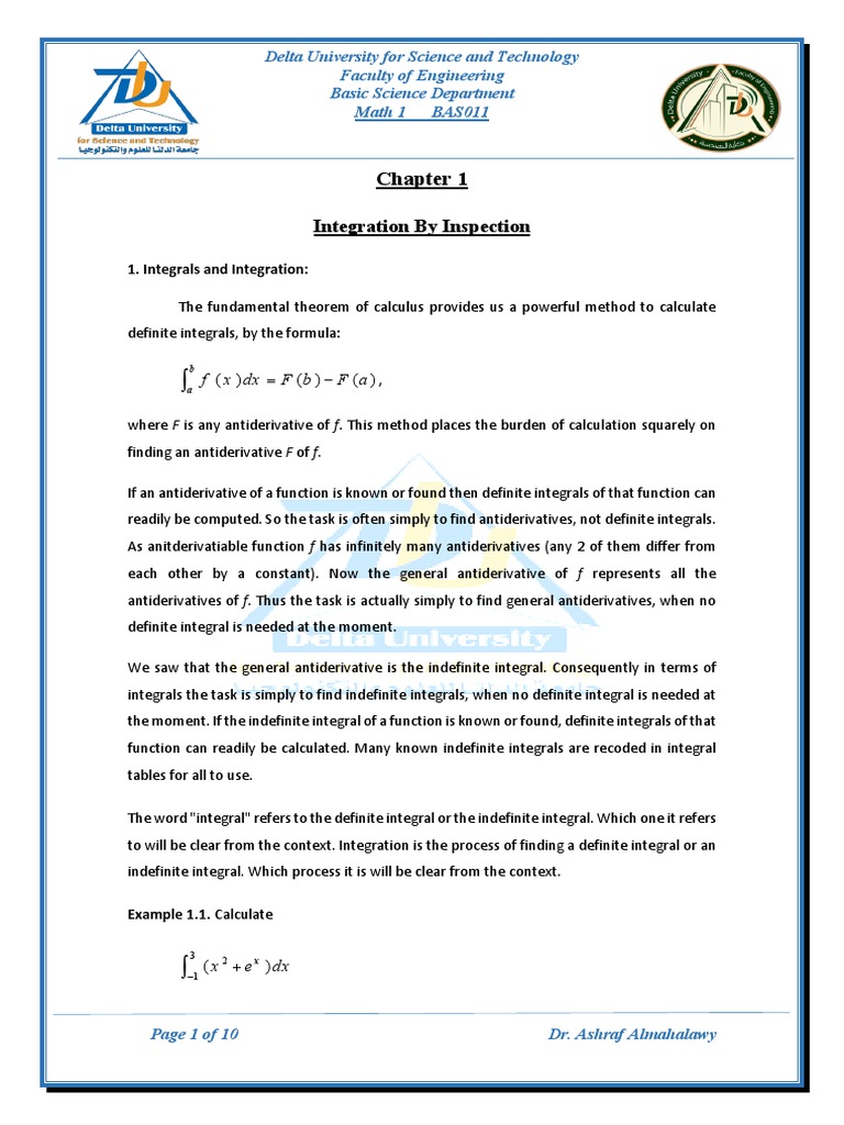 Integration by Inspection | PDF | Integral | Derivative