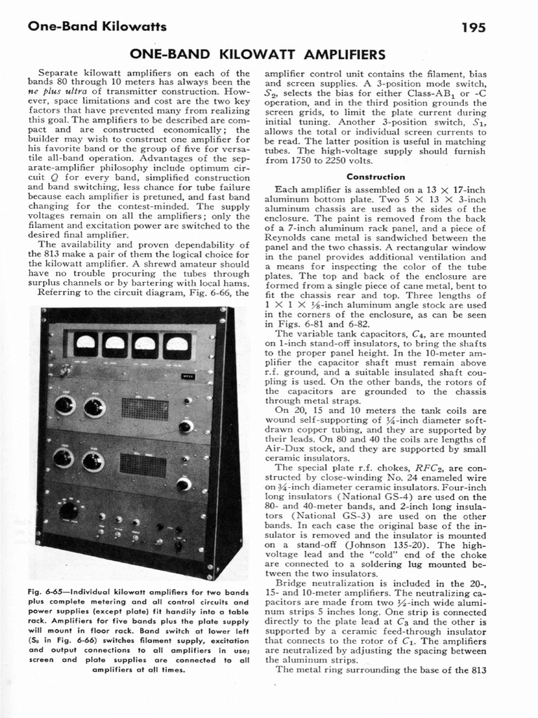 2 X 813 HF Tube Linear Amplifier