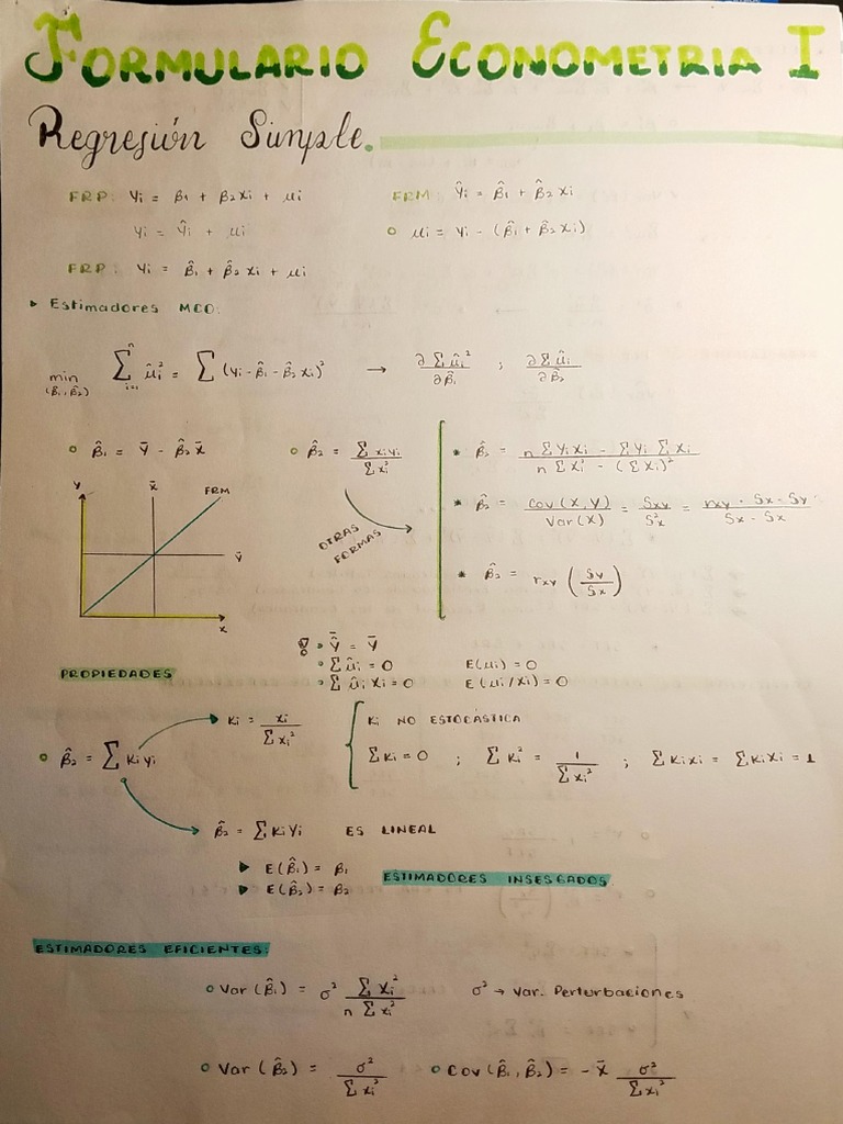Formulario Econometria 1 | PDF