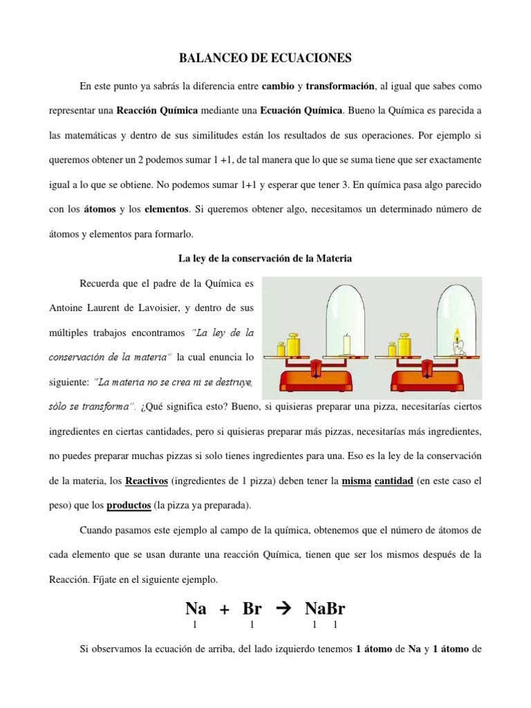 Explicación Balanceo de Ecuaciones | PDF | Importar | Reacciones químicas