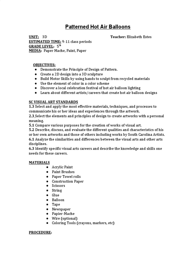 Patterned Hot Air Balloon Project | PDF | Balloon | Paintings