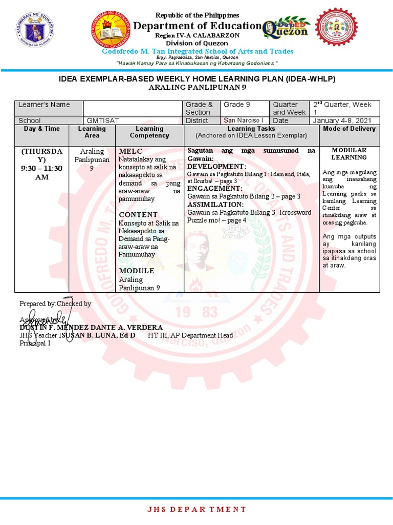 WHLP Ap 9 2Q Week 1 | PDF