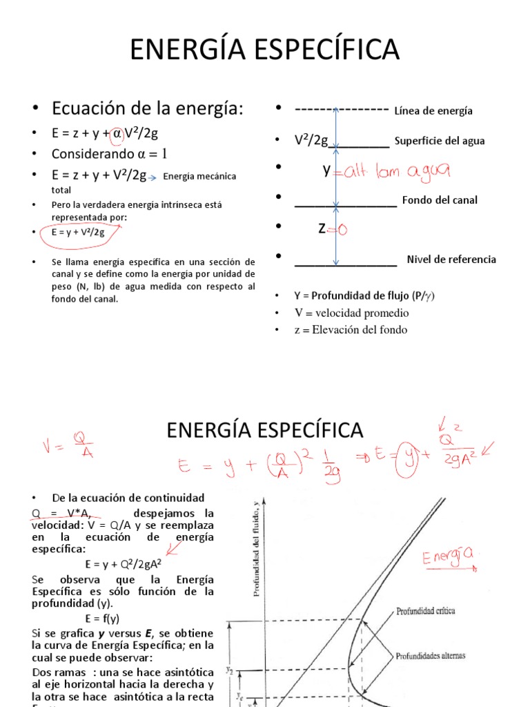 Energía Específica en Canales | PDF | Asíntota | Física Aplicada e ...