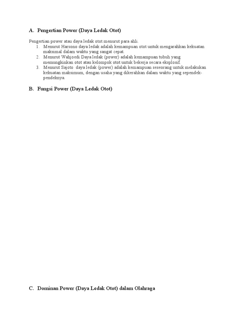 Pengertian dan Latihan Daya Ledak Otot | PDF