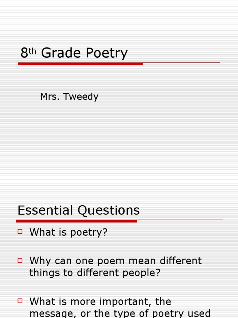 8th Grade Poetry | Download Free PDF | Poetry | Rhyme
