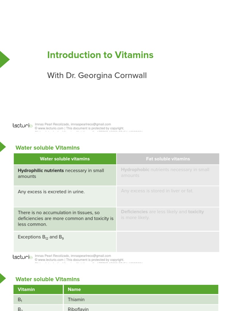 Introduction To Vitamins: With Dr. Georgina Cornwall | PDF | Vitamin ...