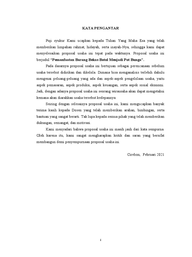 Proposal Pemanfaatan Barang Bekas Botol Menjadi Pot Bunga | PDF | Seni