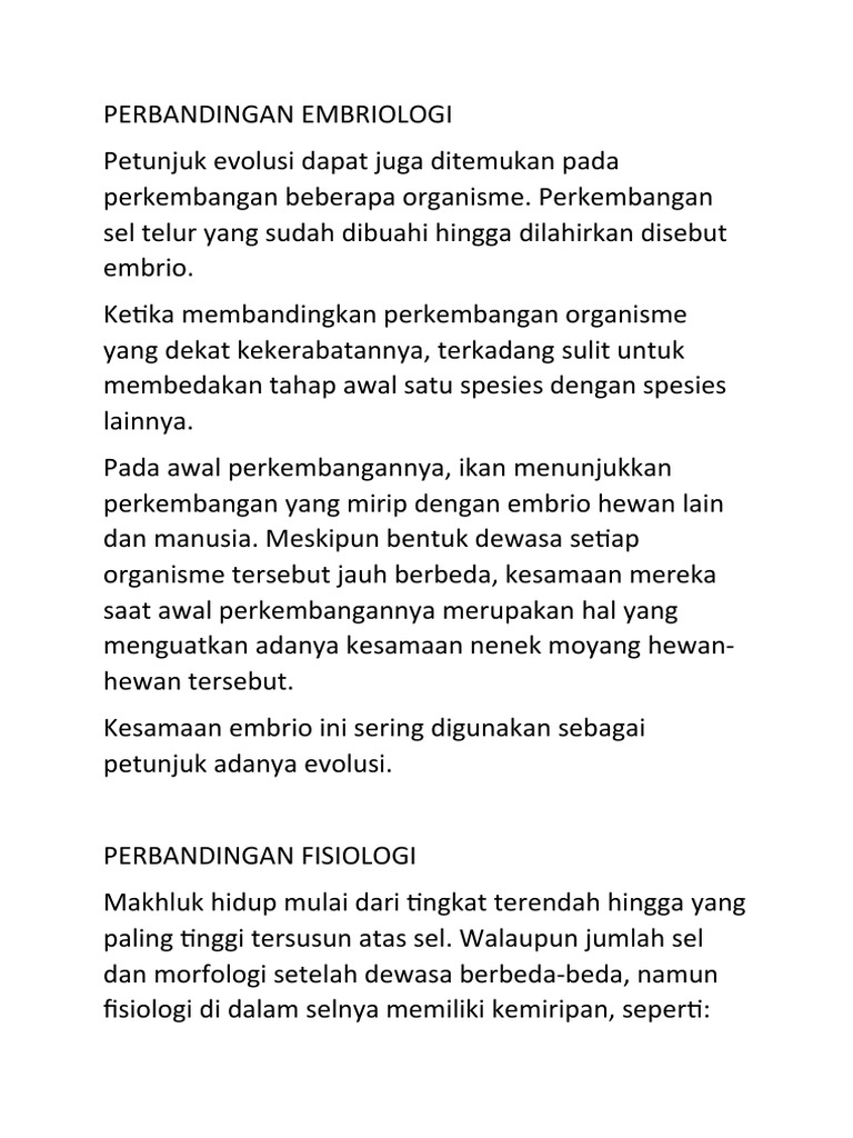 Perbandingan Embriologi | PDF