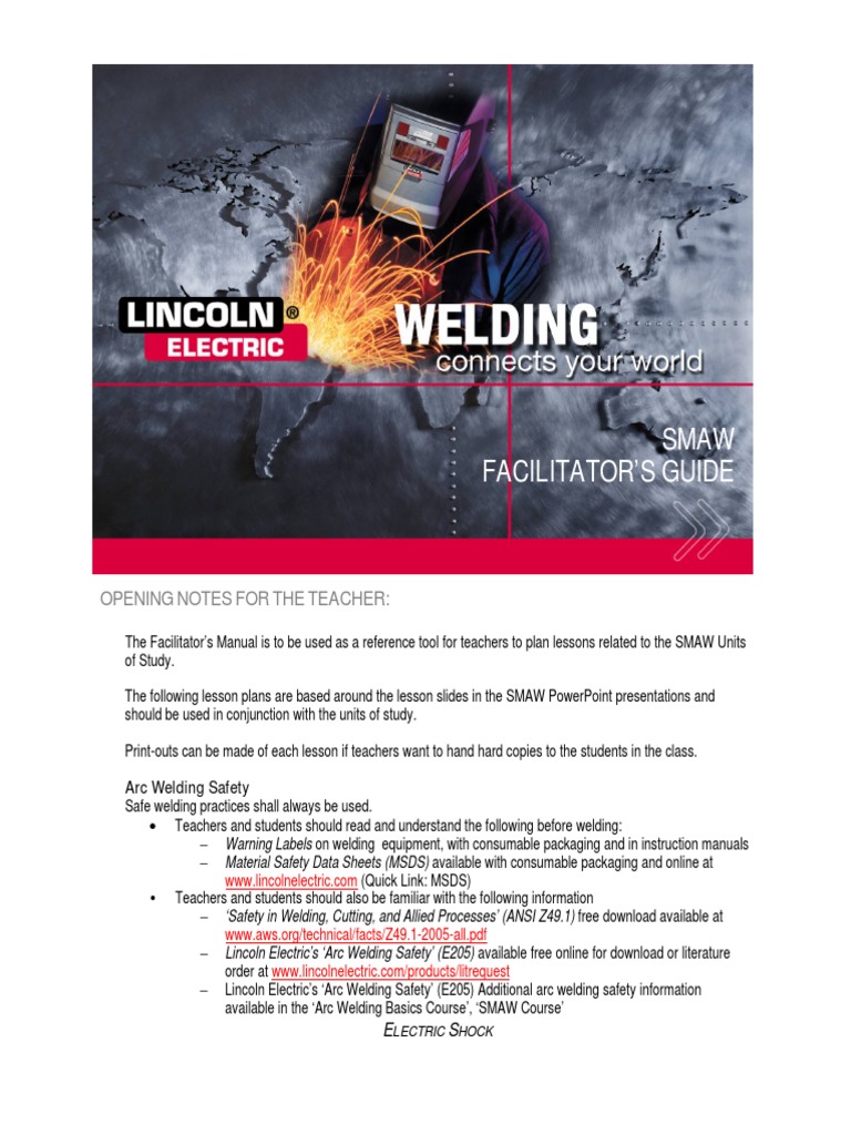 Guidelines for Teaching Shielded Metal Arc Welding Safety Concepts and ...