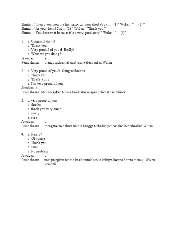 Bahasa Inggris (Kalimat Rumpang) | PDF