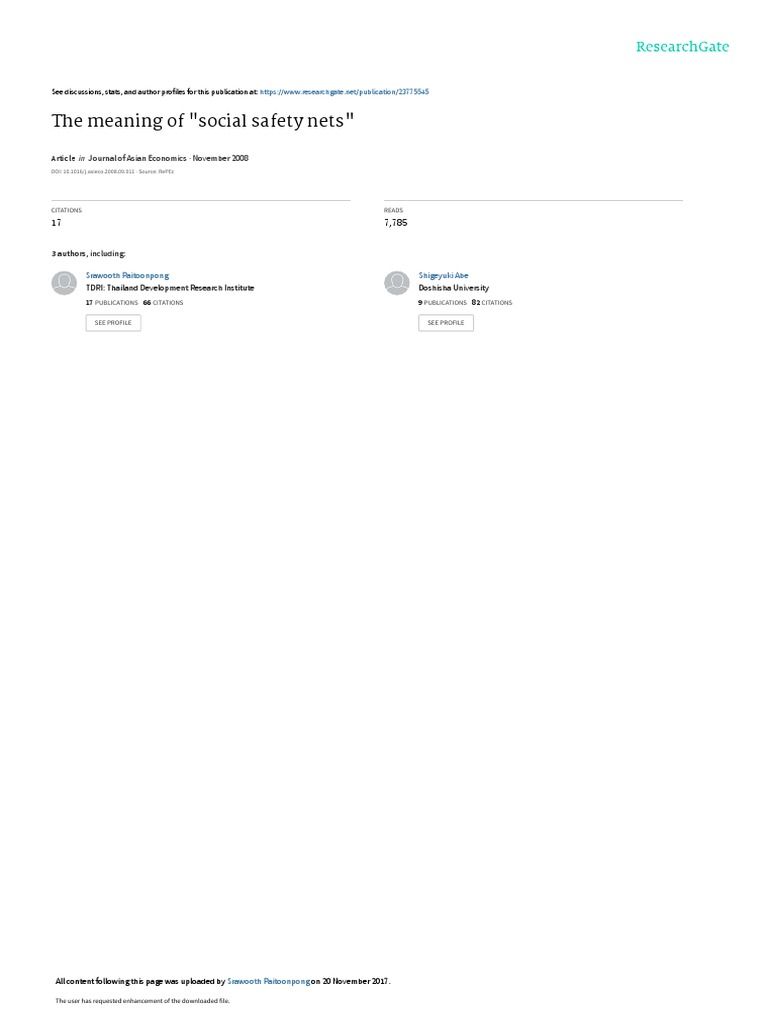 The Meaning of "Social Safety Nets": Journal of Asian Economics ...