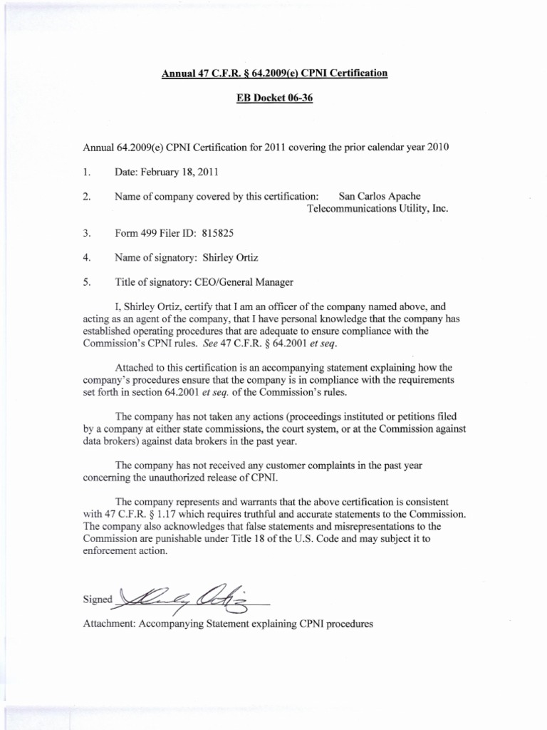 Scatui Cpni | PDF | Federal Communications Commission | Regulatory ...