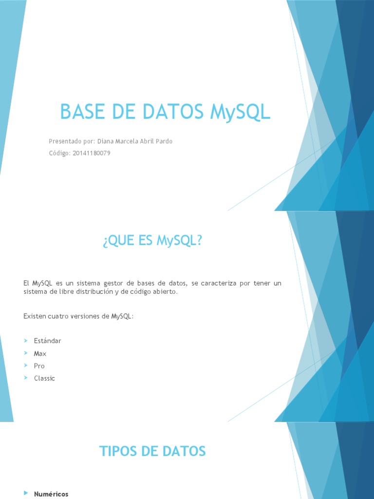 Presentacion Base de Datos MySQL | PDF | Mi sql | Php