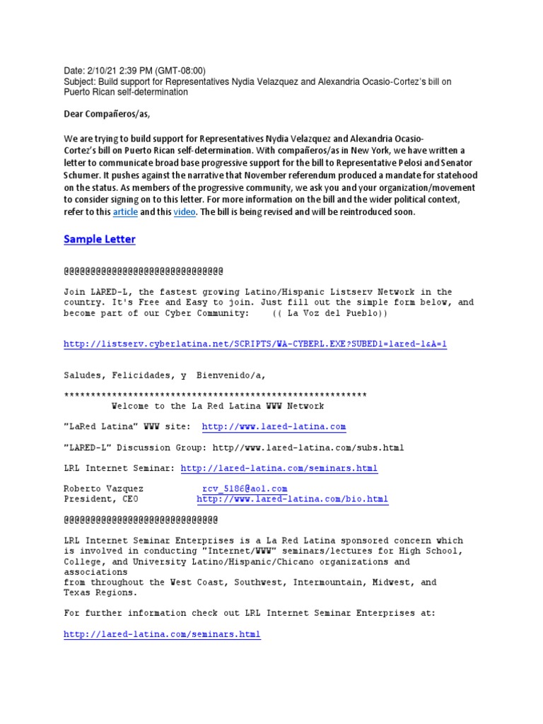 Sample Letter: Article Video | PDF