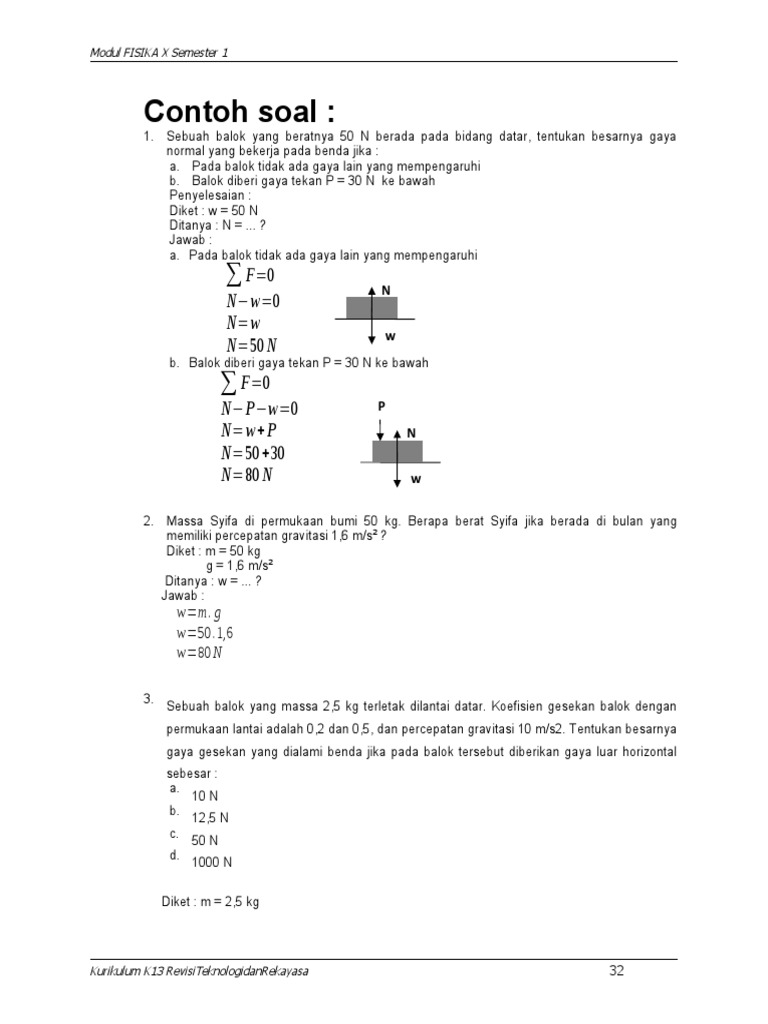 Contoh Soal Dan Latihan Soal Gaya - 1 | PDF