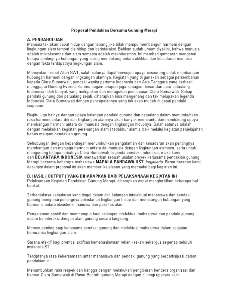 Proposal Pendakian Bersama Gunung Merapi | PDF