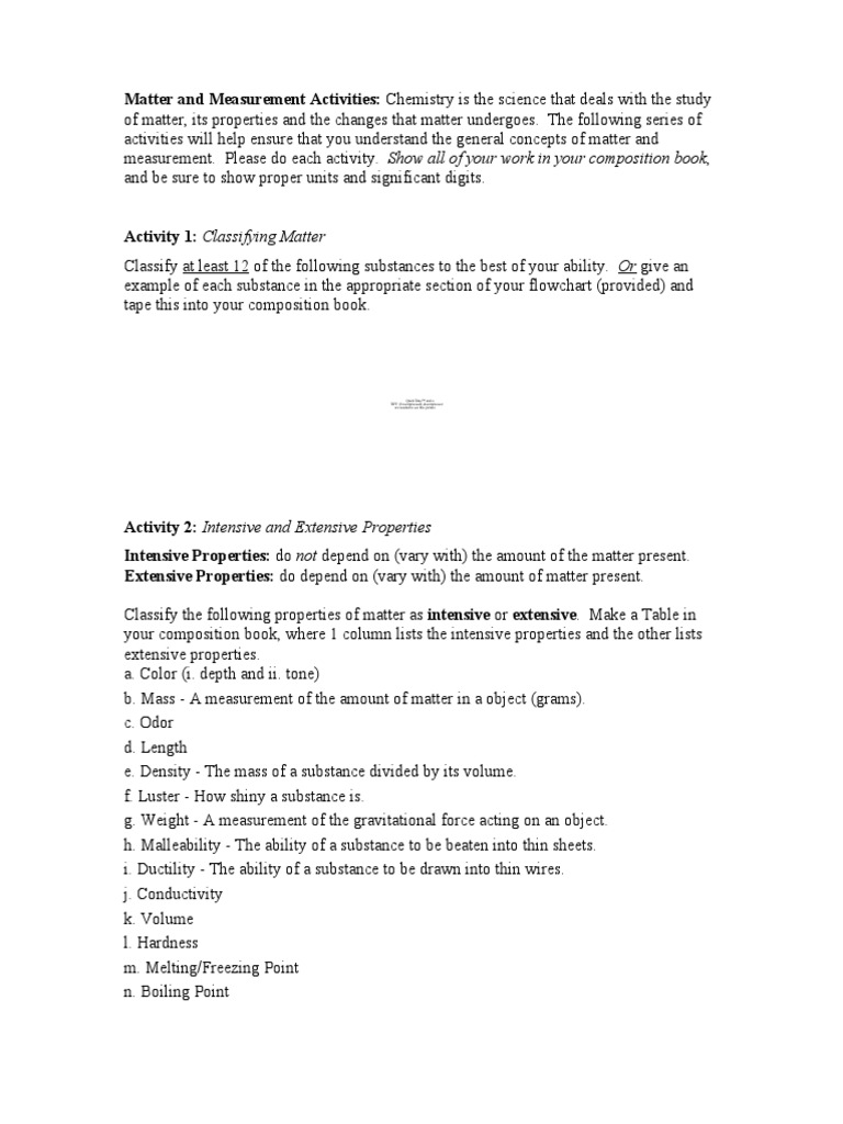 Classifying As Extensive or Intensive Activity | PDF | Matter | Density