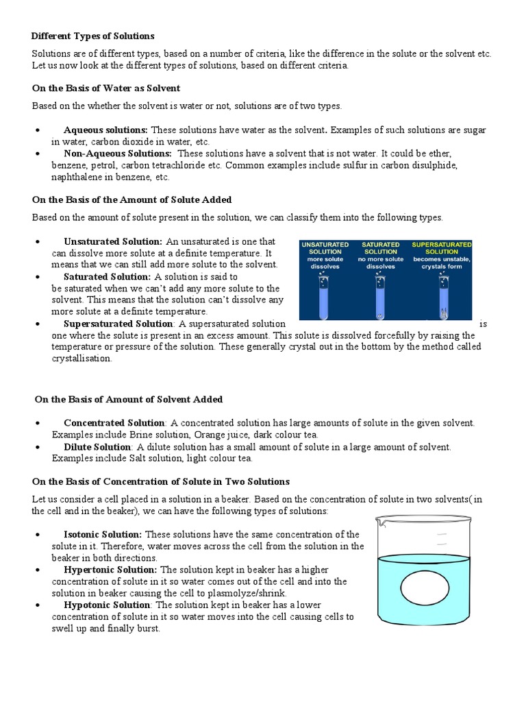 Different Types of Solutions | PDF | Mole (Unit) | Mass Fraction ...