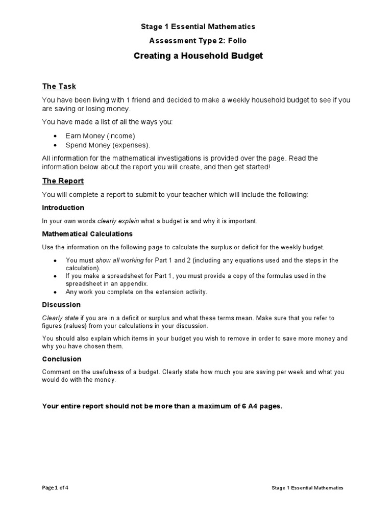 Household Budgeting for Students | PDF | Teaching Mathematics | Information