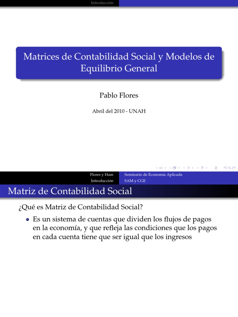 Matrices de Contabilidad Social | PDF | Teoría del equilibrio general ...