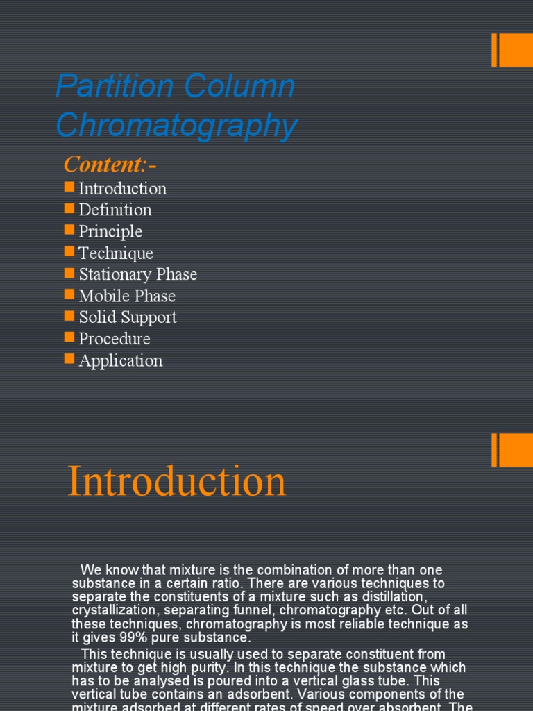 Partition Column Chromatography: Content | PDF | Chromatography | High ...