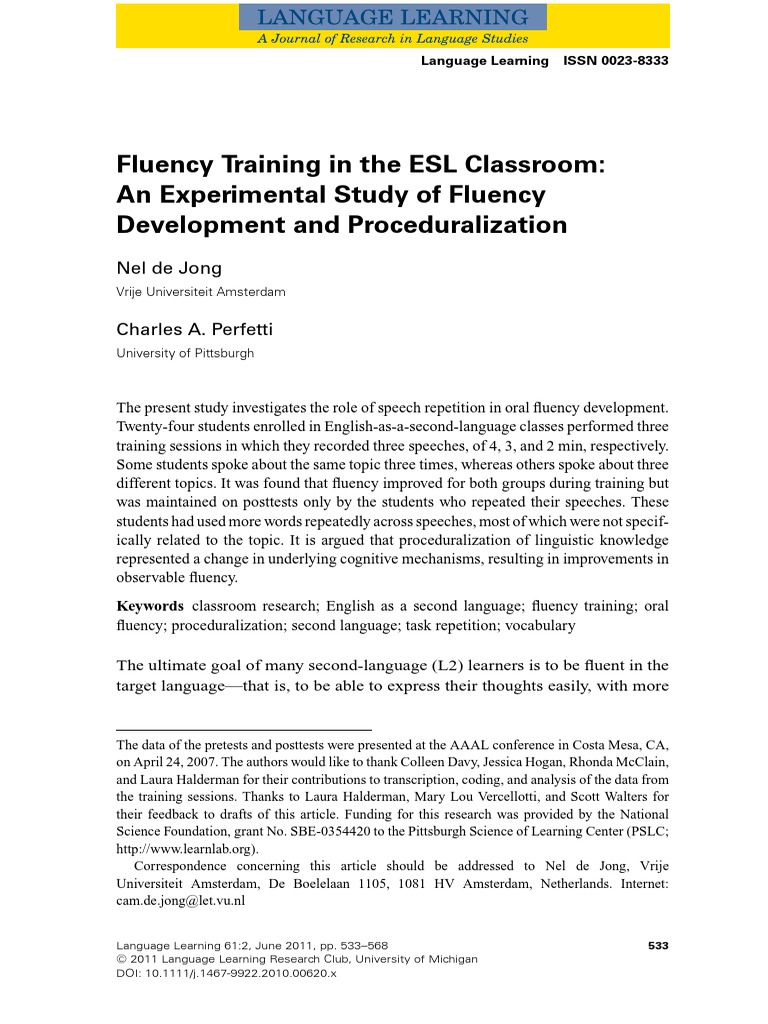 Fluency 1 | PDF | Fluency | Second Language