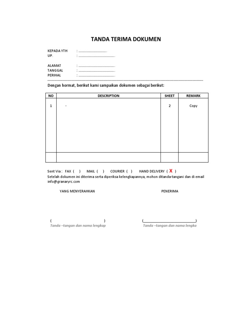 Format Tanda Terima Dokumen | PDF