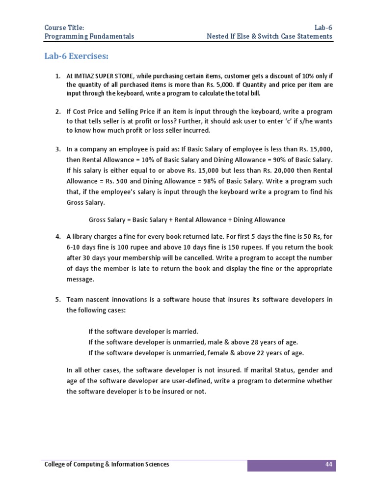 PF Lab06 Tasks | PDF