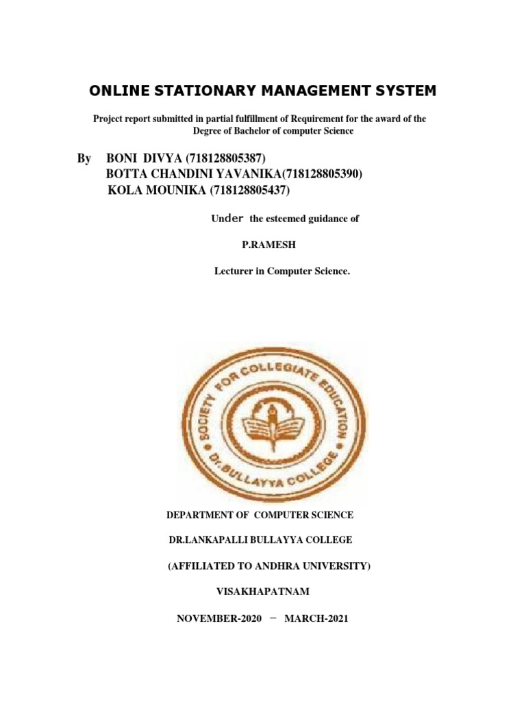 Online Stationary Management System | PDF | Academic Degree | Educational Stages