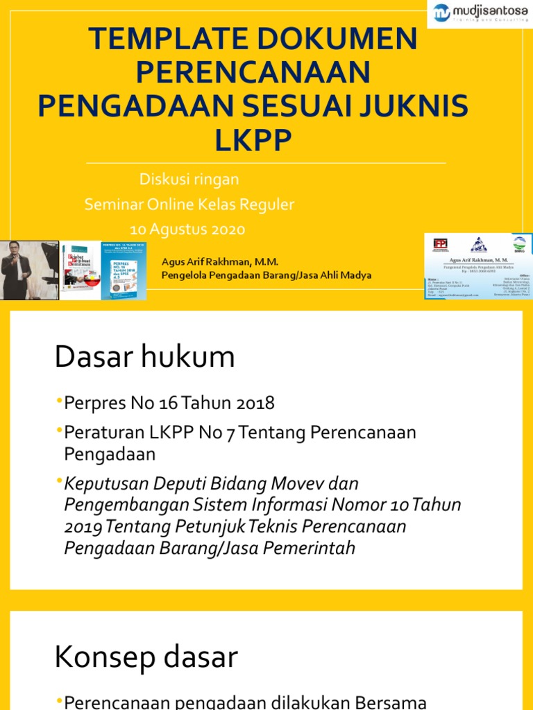 0 Paparan Template Dokumen Perencanaan Pengadaan Sesuai Juknis LKPP | PDF