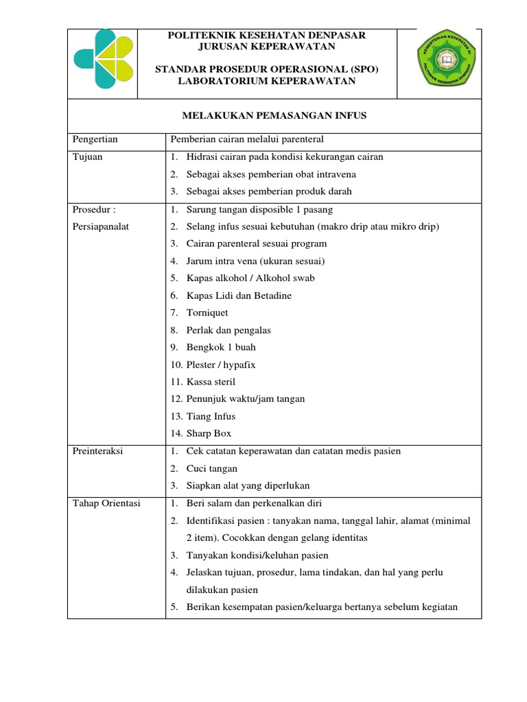 Sop Terapi Cairan | PDF