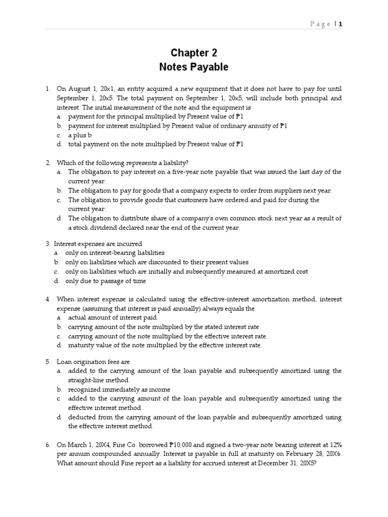 Chapter 2 Notes Payable Pdf Present Value Interest