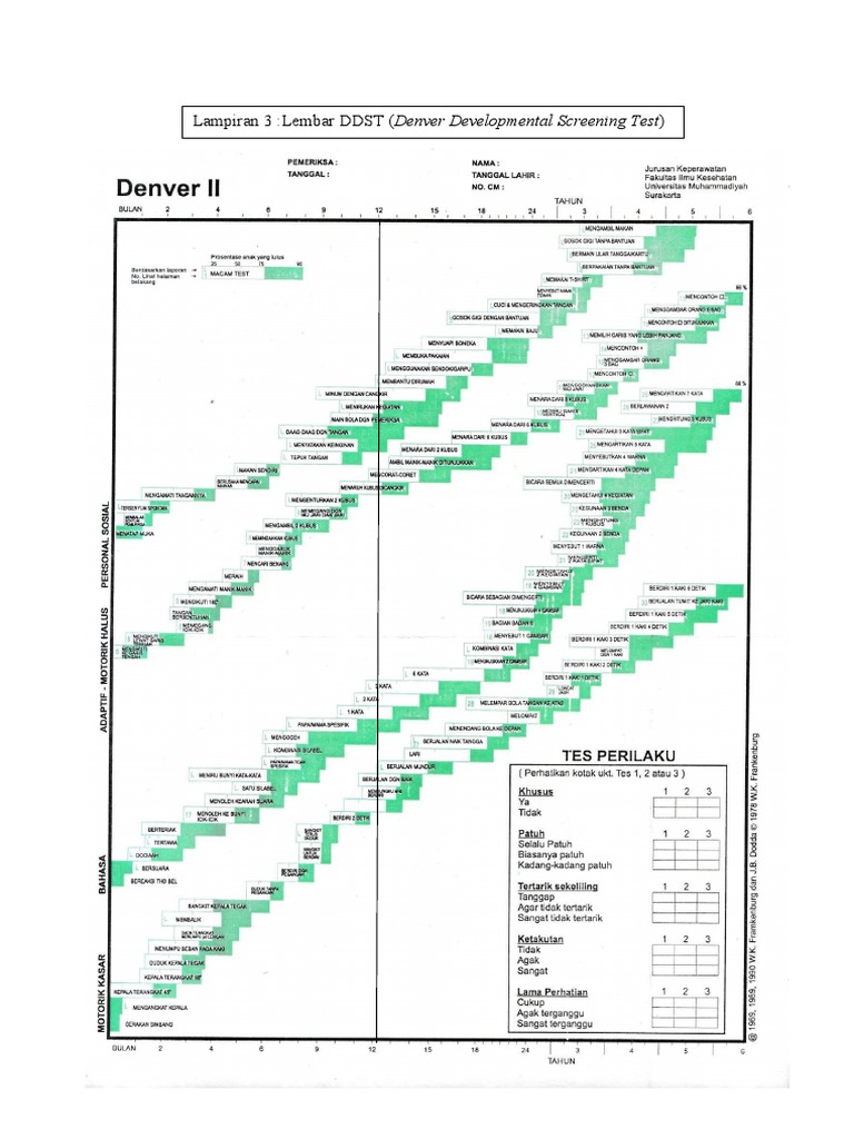 Lampiran 3:lembar DDST (Denver Developmental Screening Test) | PDF