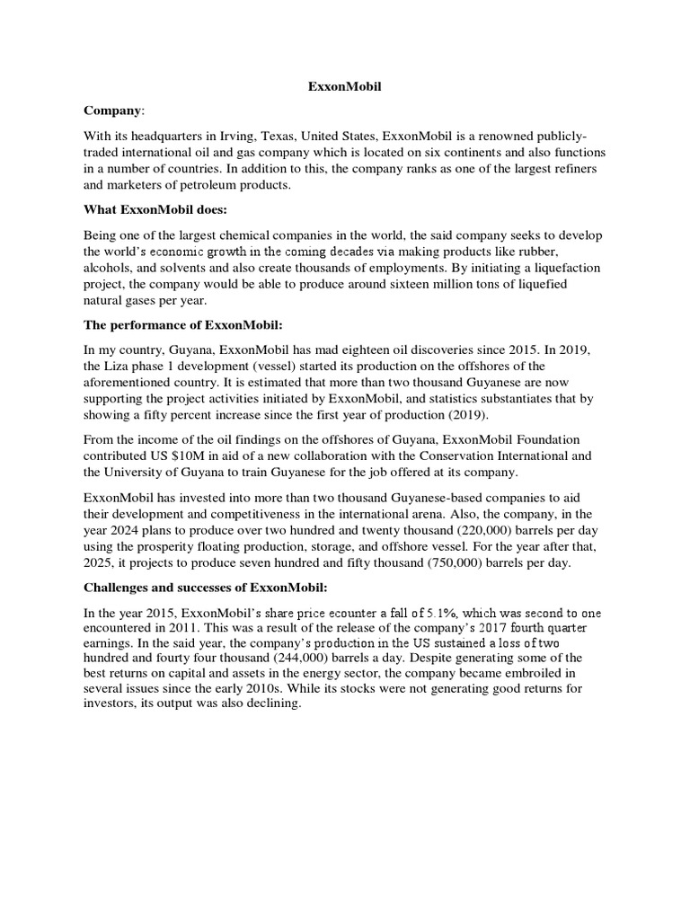 Exxon Mobil | PDF | Exxon Mobil | Petroleum