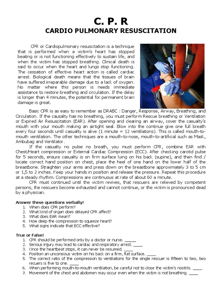 CPR Guide for Cardiopulmonary Resuscitation | PDF | Cardiopulmonary ...
