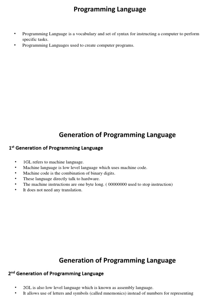 Class 2 - Programming Language | PDF | Computer Programming | Assembly ...