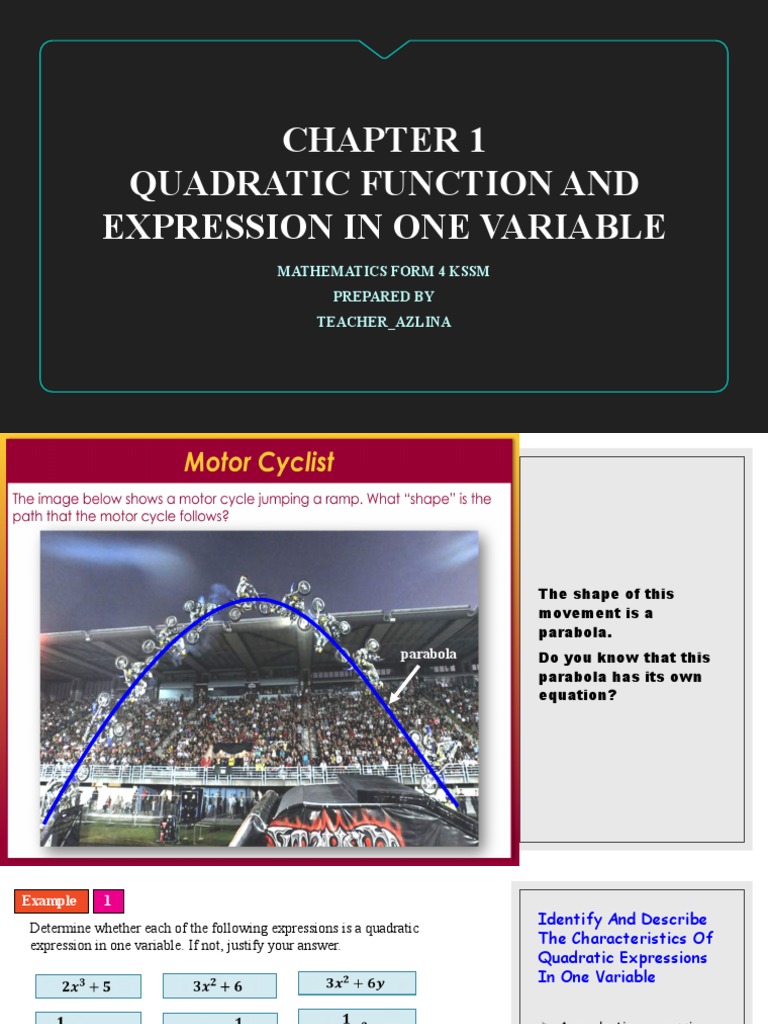 Quadratic Function and Expression in One Variable | Download Free PDF ...