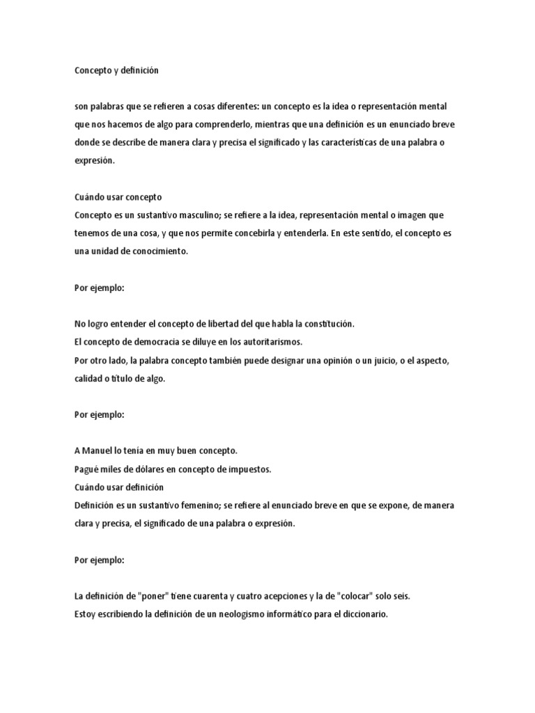 Diferencias entre concepto y definición | PDF | Concepto | Diccionario