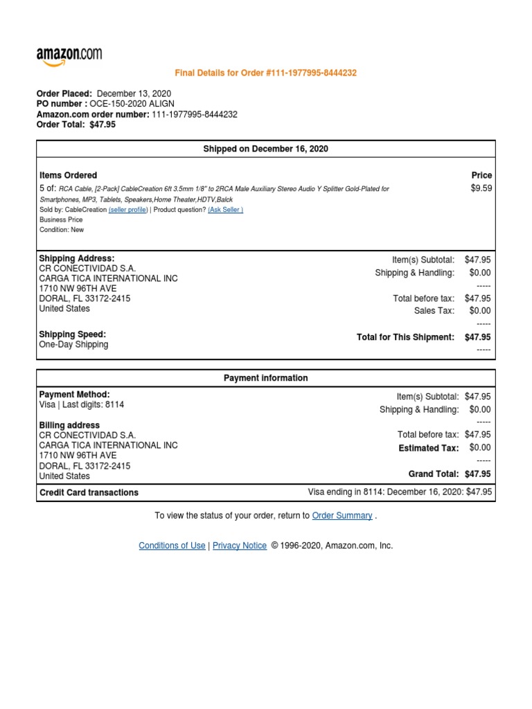 Final Details For Order #111-1977995-8444232: (Seller Profile (Ask ...