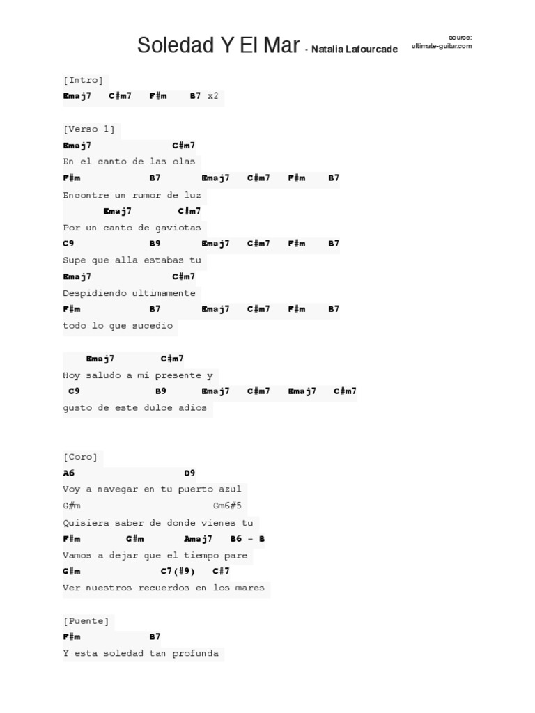 Soledad y El Mar-Natalia LaFourcade-Lyrics and Chords | PDF